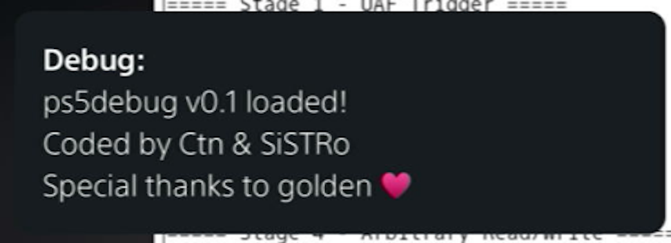 PS5: Sistr0 working on GoldHEN for PS5? Shares screenshot of ps5debug up and running - Wololo.net