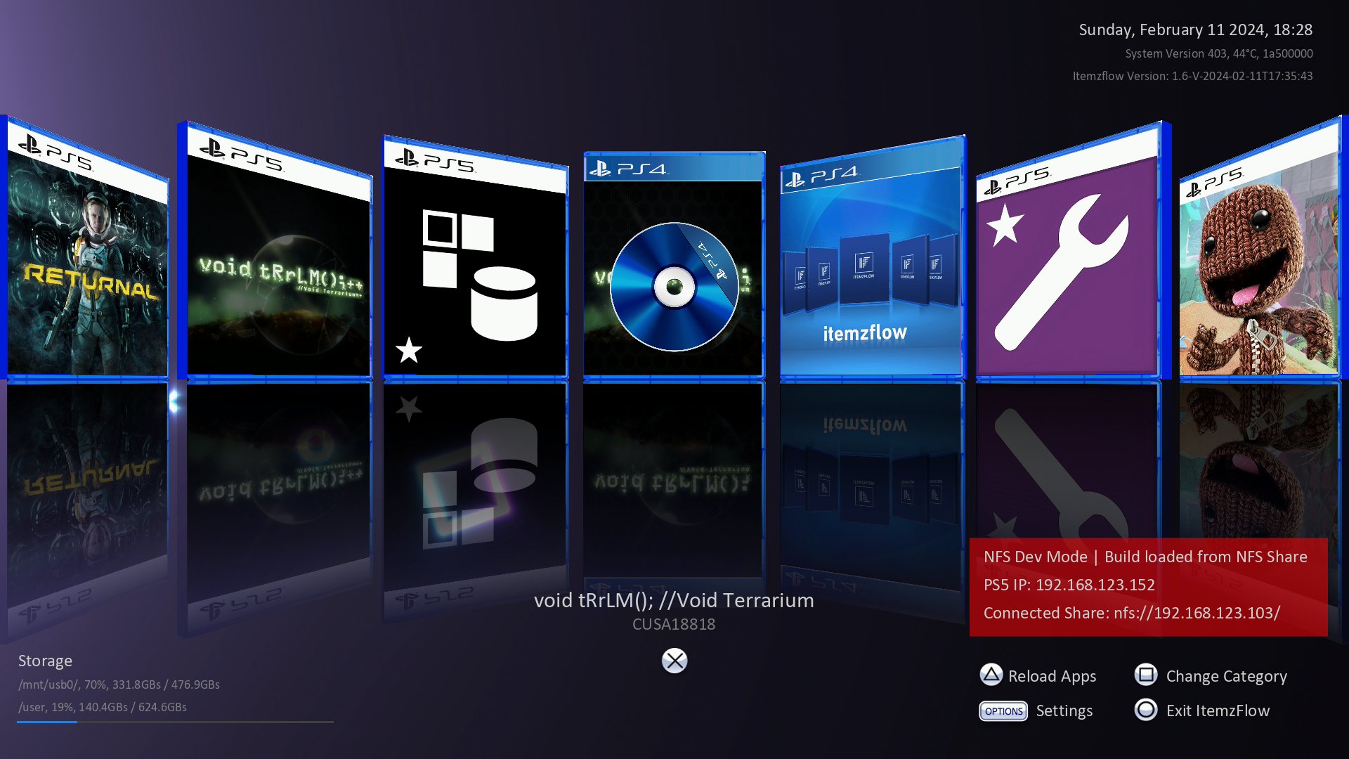 PS5: LightningMods releases etaHEN 1.6b and ItemzFlow 1.06 - Wololo.net